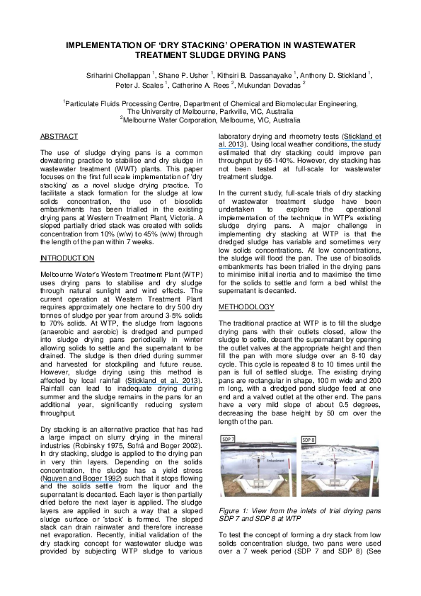 (PDF) Implementation of 'Dry Stacking' Operation in Wastewater ...
