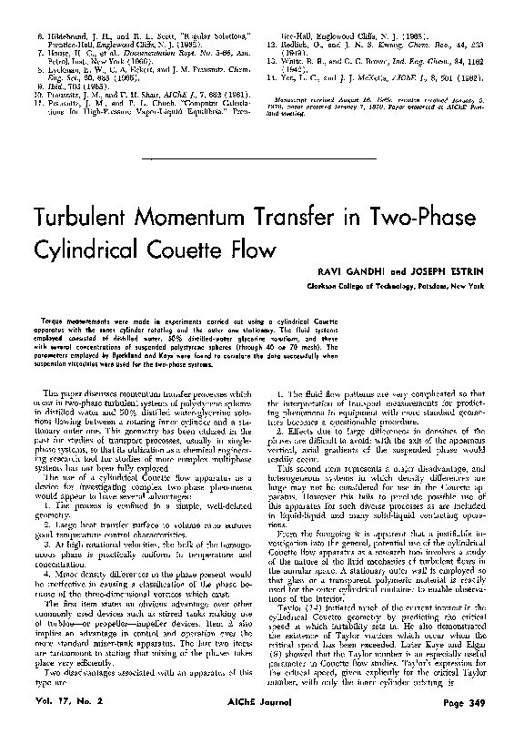 (PDF) Turbulent momentum transfer in two-phase cylindrical Couette flow