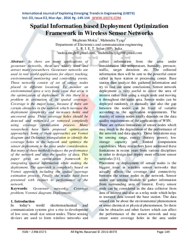 Pdf Spatial Information Based Deployment Optimization Framework In
