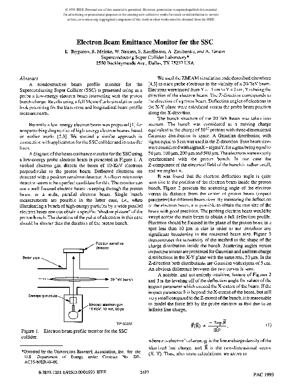 (PDF) Electron Beam Emittance Monitor for the SSC