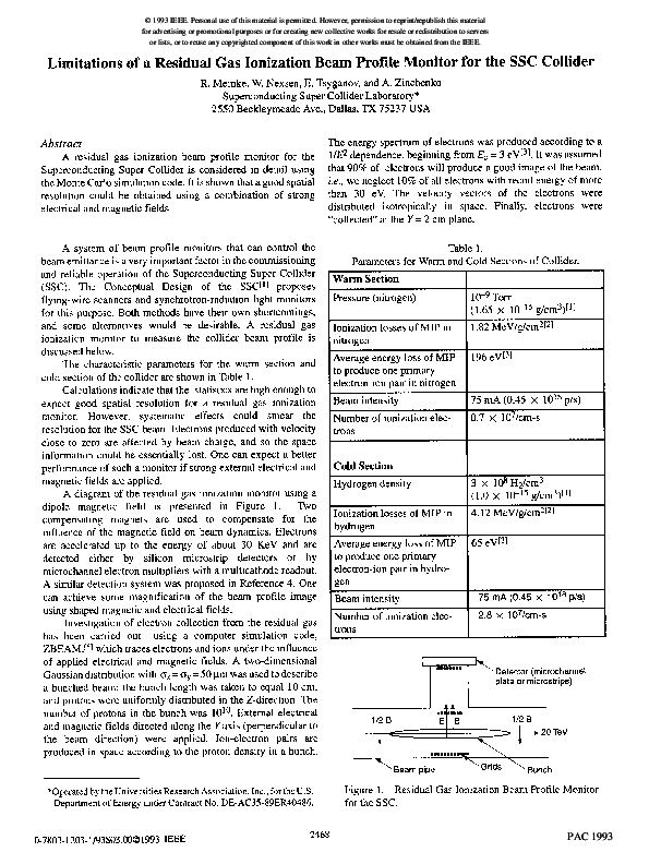 (PDF) Limitations of a Residual Gas Ionization Beam Profile Monitor for ...