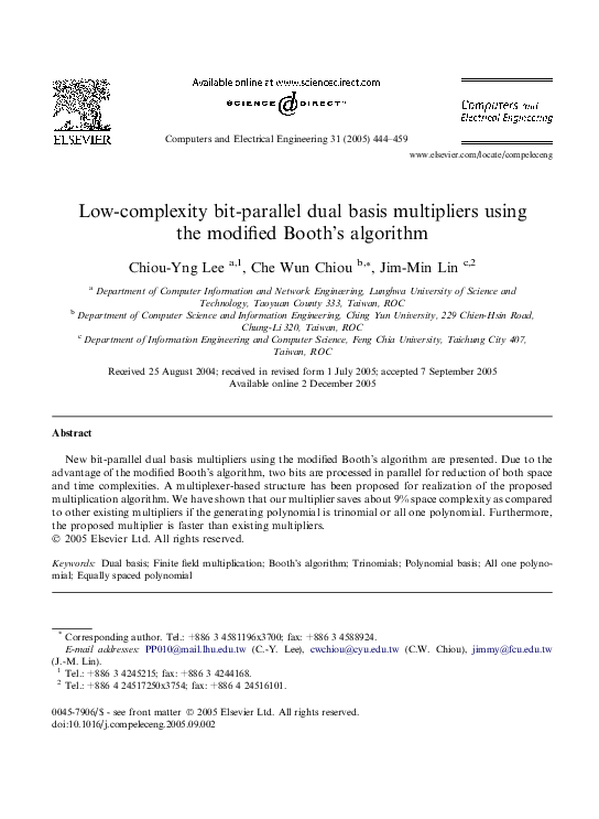 Pdf Low Complexity Bit Parallel Dual Basis Multipliers Using The