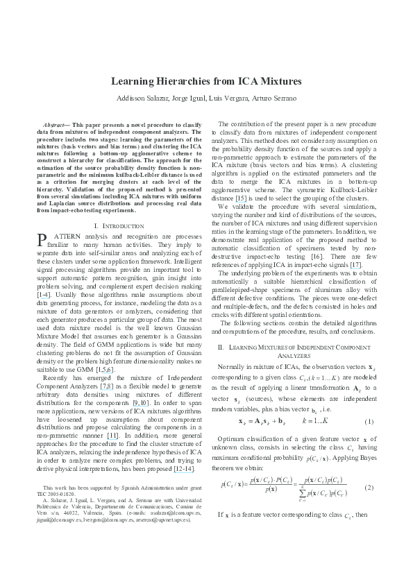 (PDF) Learning Hierarchies from ICA Mixtures