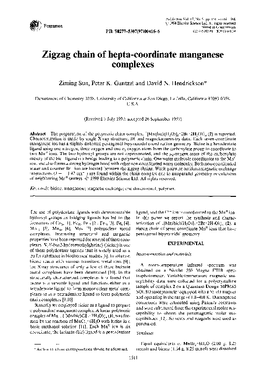 (PDF) Zigzag chain of hepta-coordinate manganese complexes