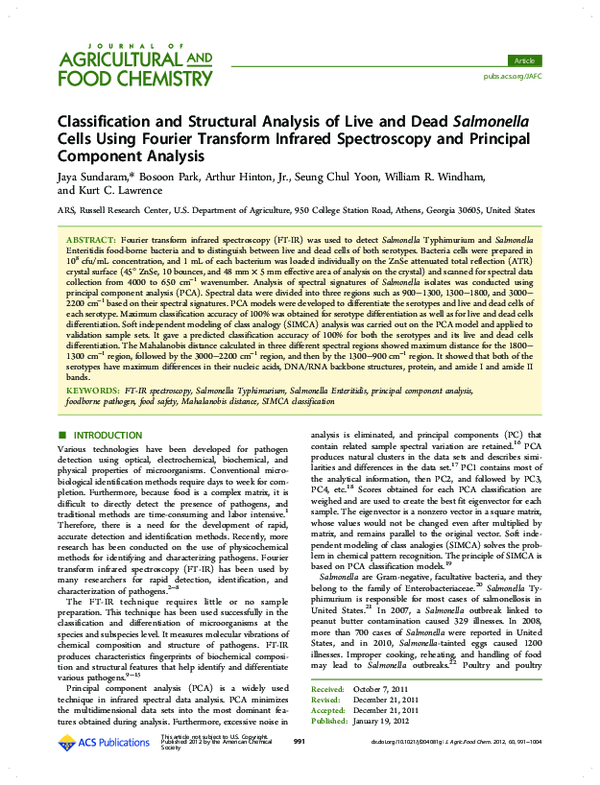 (PDF) Classification and Structural Analysis of Live and Dead Salmonella Cells Using Fourier ...