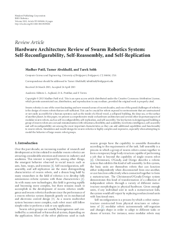 (PDF) Hardware Architecture in Swarm Robotics