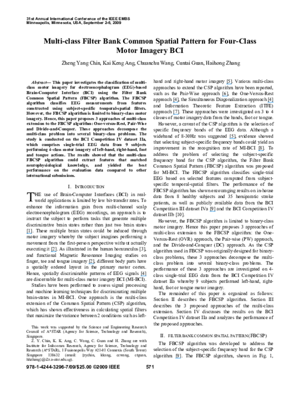 (PDF) Multi-class filter bank common spatial pattern for four-class motor imagery BCI