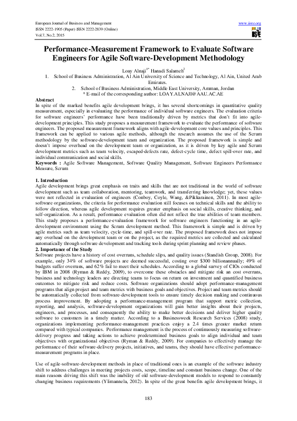 (PDF) Performance-Measurement Framework to Evaluate Softw