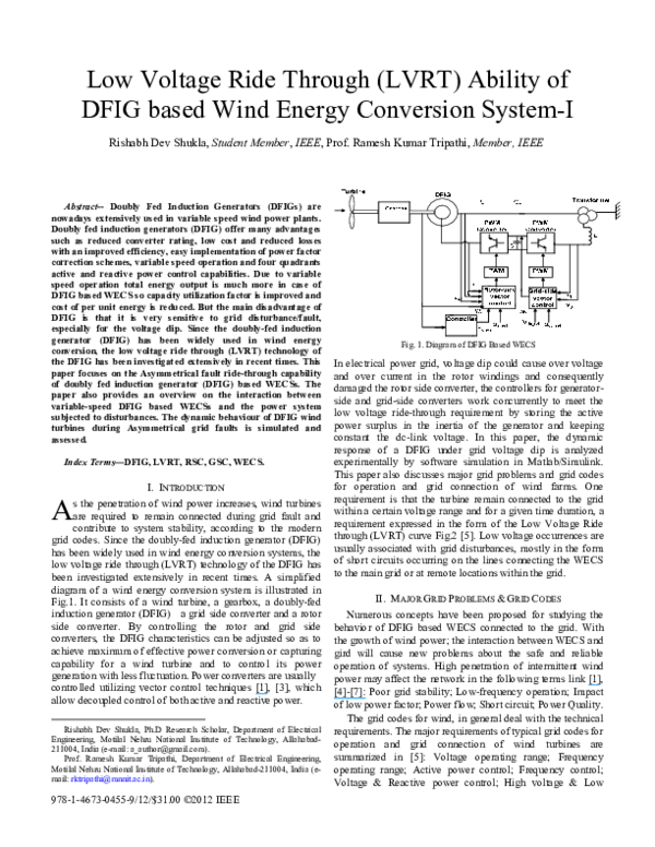Pdf Low Voltage Ride Through Lvrt Ability Of Dfig Based Wind Energy Conversion System Ii