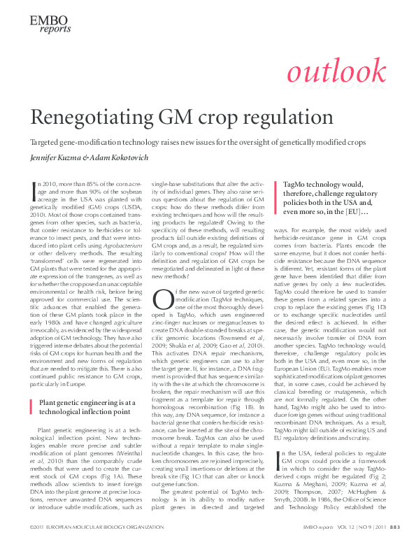 (PDF) Renegotiating GM crop regulation