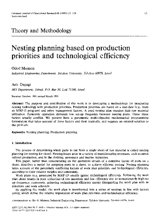 (PDF) Nesting planning based on production priorities and technological ...