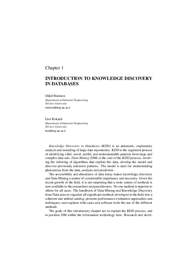(PDF) Knowledge Discovery in Databases (KDD): An Overview | Journal of Computer Science IJCSIS ...