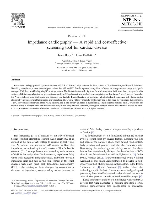 (PDF) Impedance cardiography — A rapid and cost-effective screening ...