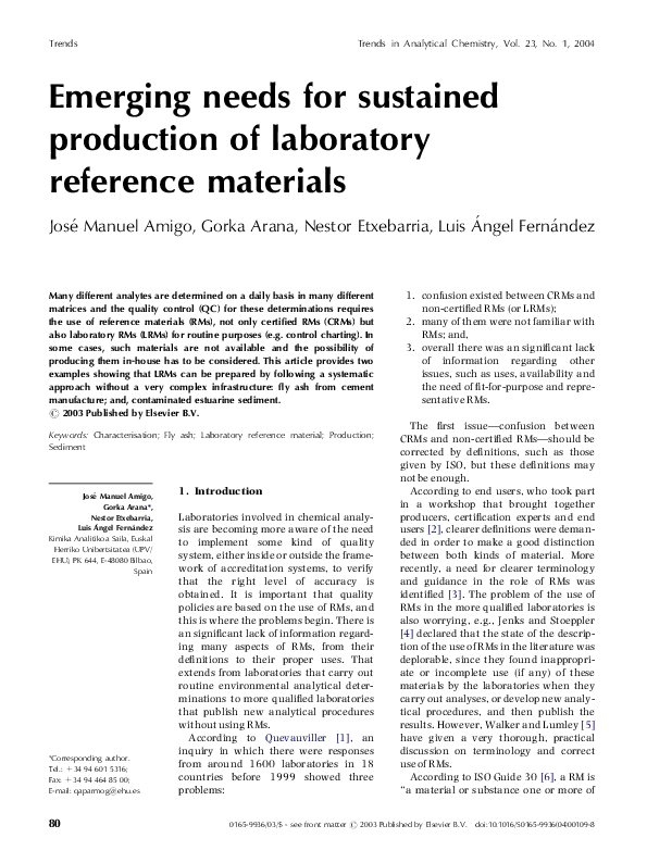 (PDF) Emerging needs for sustained production of laboratory reference ...