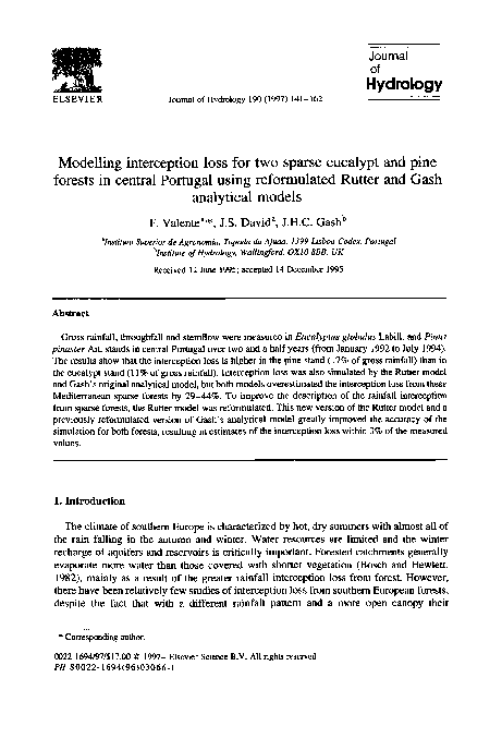 (PDF) Modelling interception loss for two sparse eucalypt and pine ...