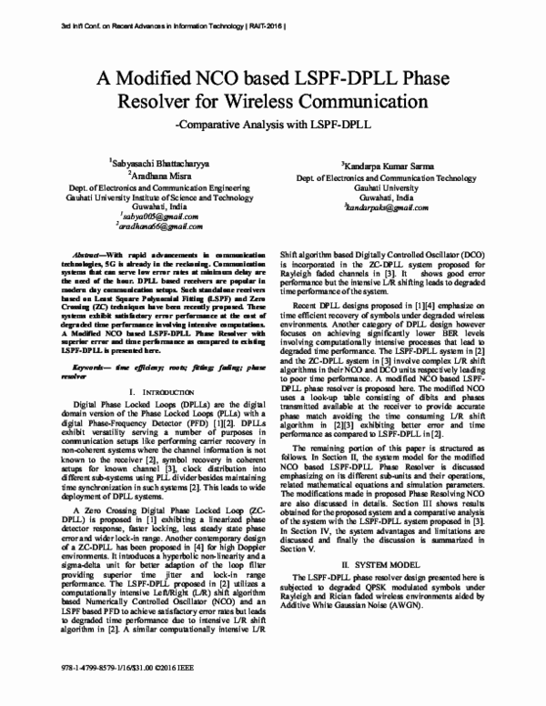 (PDF) A Modified NCO based LSPF-DPLL Phase Resolver for Wireless ...