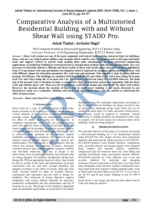 (PDF) Comparative Analysis of a Multistoried Residential Building with and Without Shear Wall ...