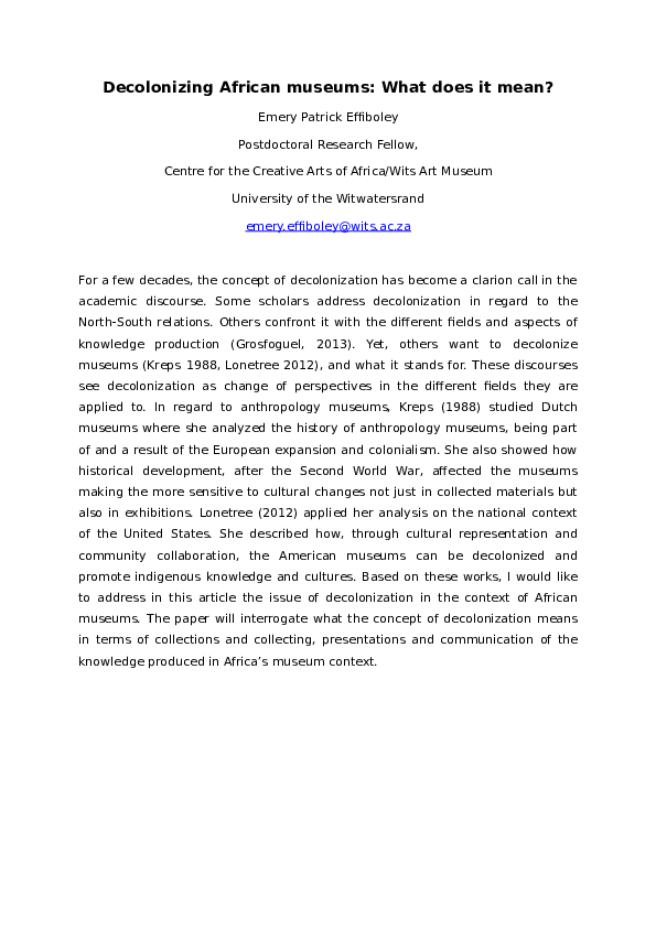 Decolonizing African museums: What does it mean?