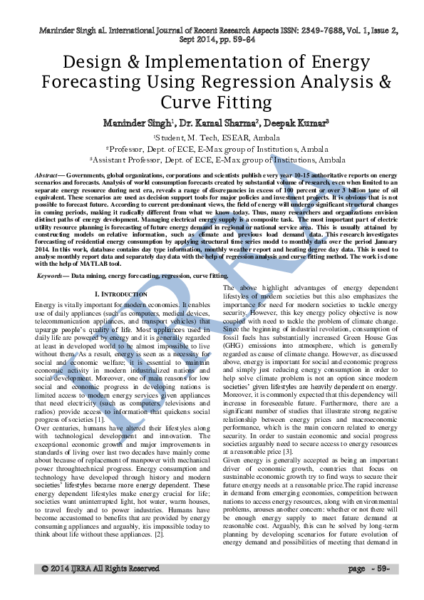 (PDF) Design & Implementation of Energy Forecasting Using Regression Analysis & Curve Fitting ...