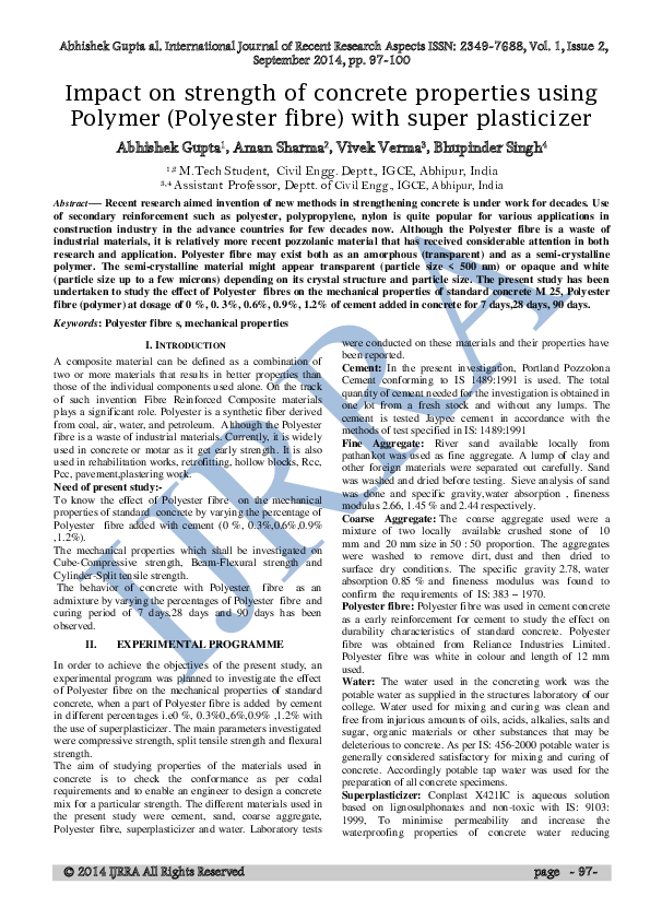 (PDF) Impact on strength of concrete properties using Polymer ...