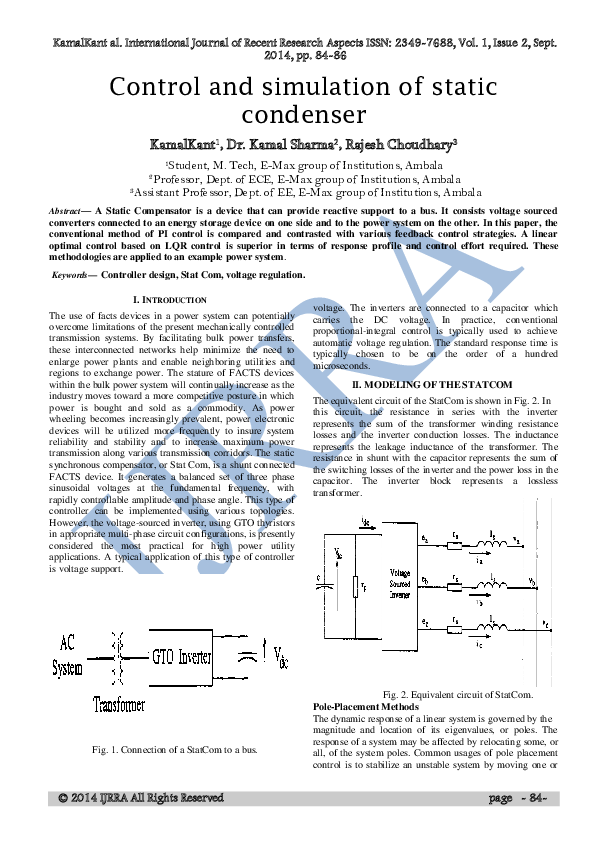 (PDF) Control and simulation of static condenser