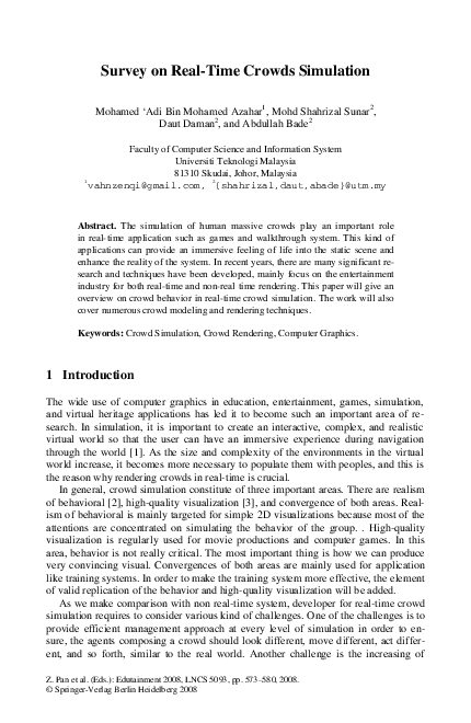 (PDF) Survey on Real-Time Crowds Simulation