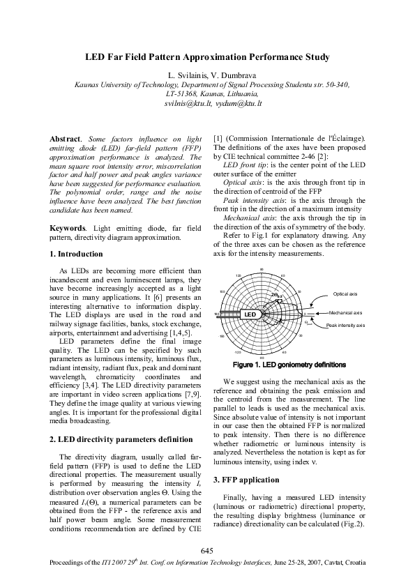 (PDF) LED Far Field Pattern Approximation Performance Study
