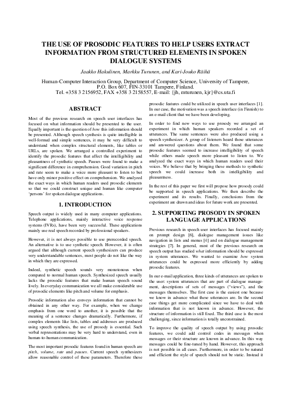 (PDF) THE USE OF PROSODIC FEATURES TO HELP USERS EXTRACT INFORMATION FROM STRUCTURED ELEMENTS IN ...