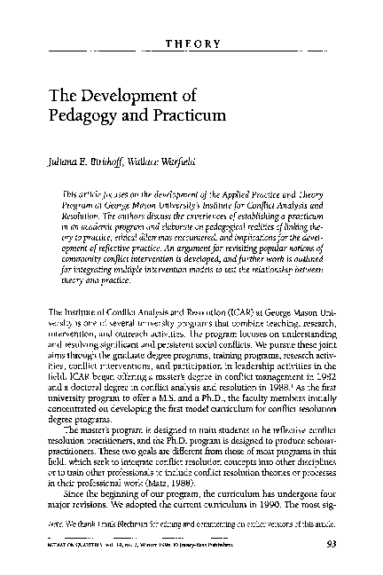 (PDF) The development of pedagogy and practicum