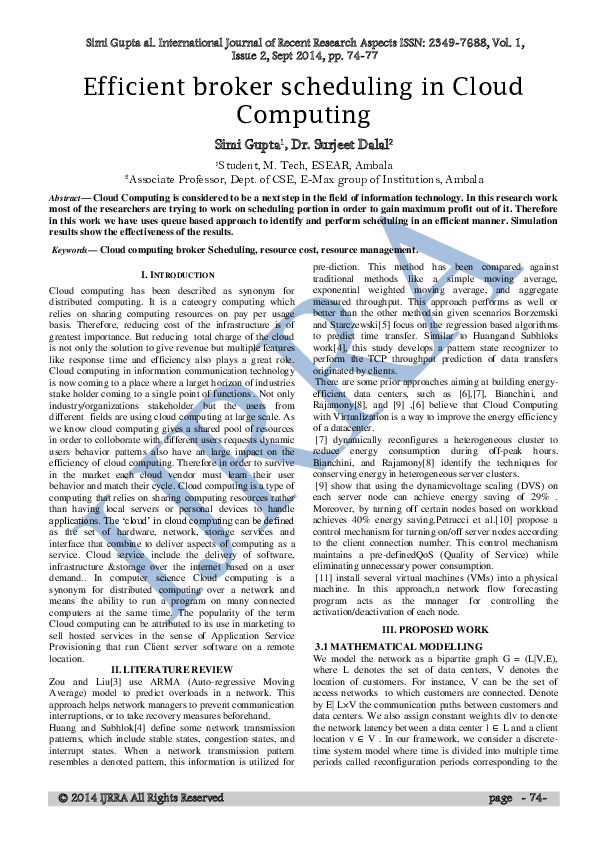 (PDF) Efficient broker scheduling in Cloud Computing