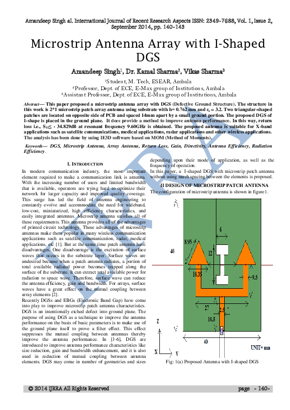 (PDF) Microstrip Antenna Array with I-Shaped DGS