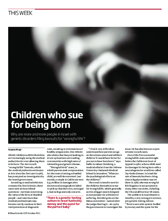 (PDF) The case for wrongful life: the children encouraged to sue for ...