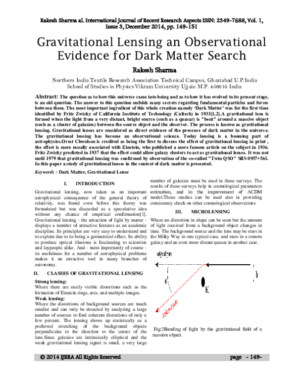 (PDF) Gravitational Lensing an Observational Evidence for Dark Matter ...