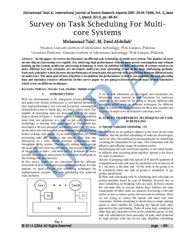 (PDF) Survey on Task Scheduling For Multi- core Systems