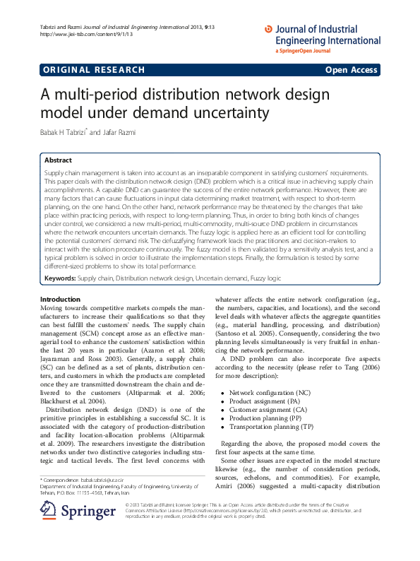 (PDF) A multi-period distribution network design model under demand uncertainty