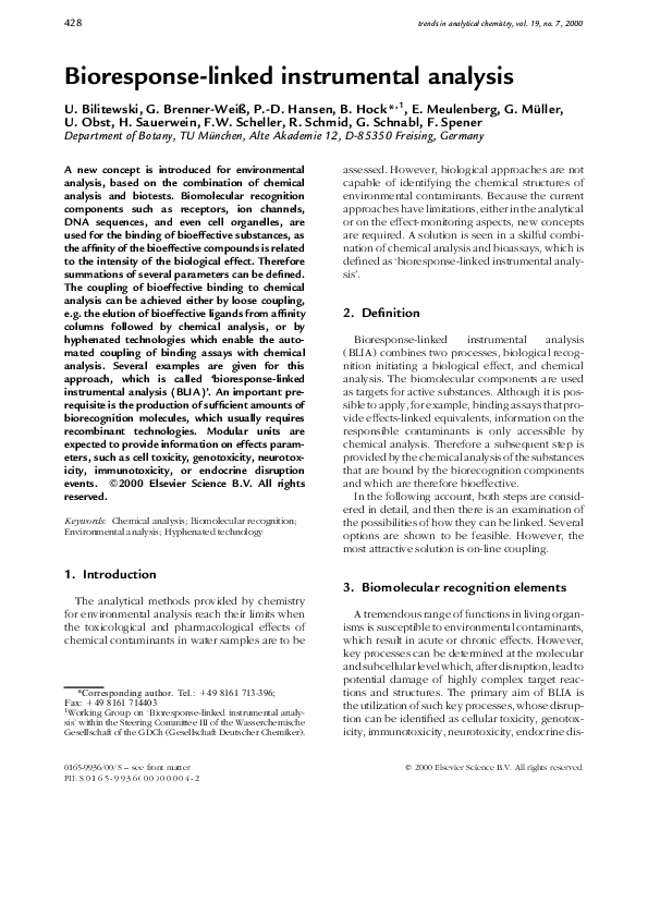 (PDF) Bioresponse-linked instrumental analysis