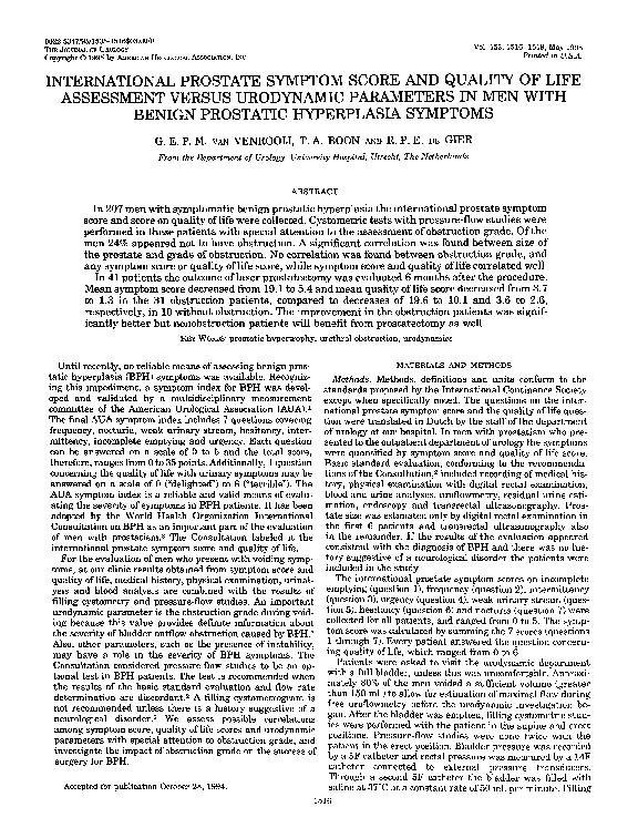 (PDF) International Prostate Symptom Score and Quality of Life ...