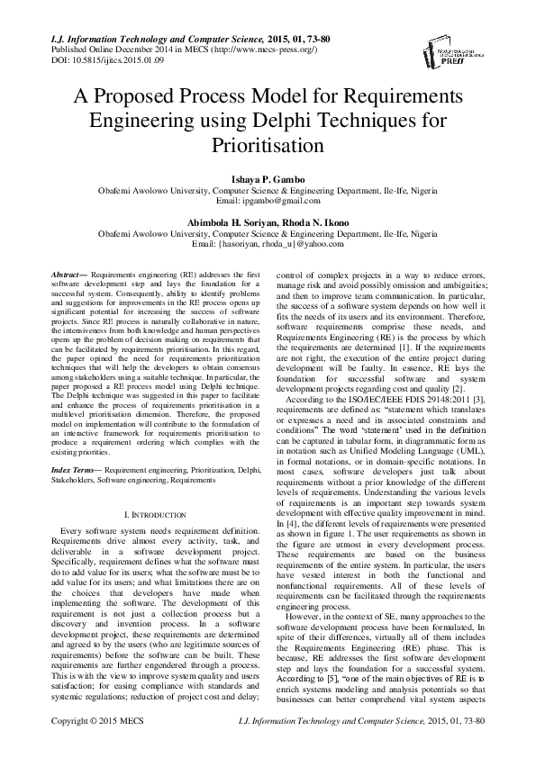 (PDF) A Proposed Process Model for Requirements Engineering using ...