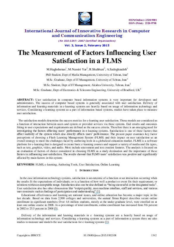 Pdf Factors Affecting User Satisfaction In E Learning