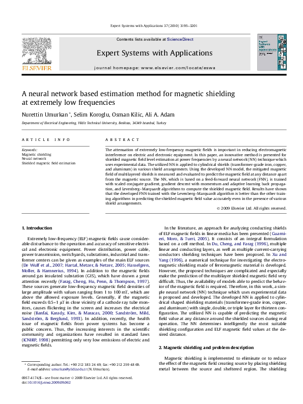(PDF) A neural network based estimation method for magnetic shielding at extremely low frequencies