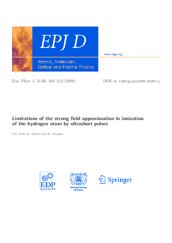 (PDF) Limitations of the strong field approximation in ionization of ...