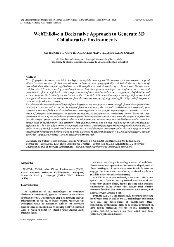 (PDF) WebTalk04: a Declarative Approach to Generate 3D Collaborative Environments