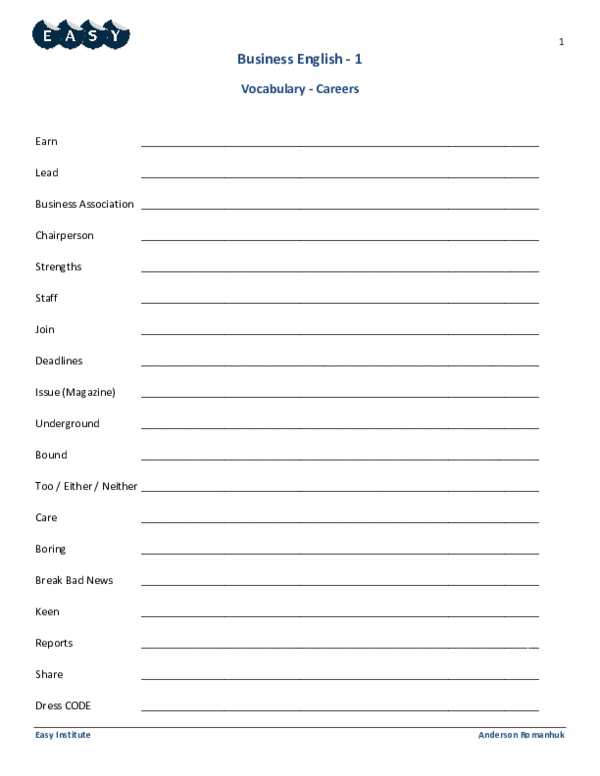 (PDF) Business English -1 Vocabulary