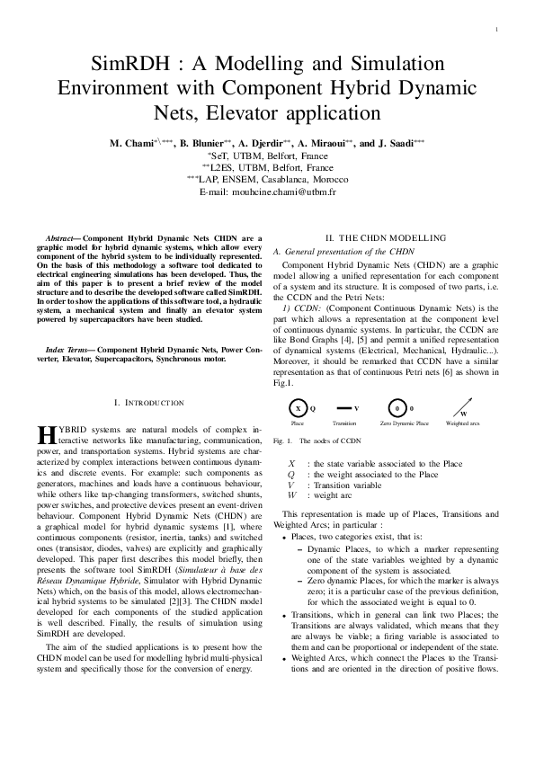 (PDF) SimRDH: A Modeling and Simulation Environment With Component Hybrid Dynamic Nets, Elevator ...
