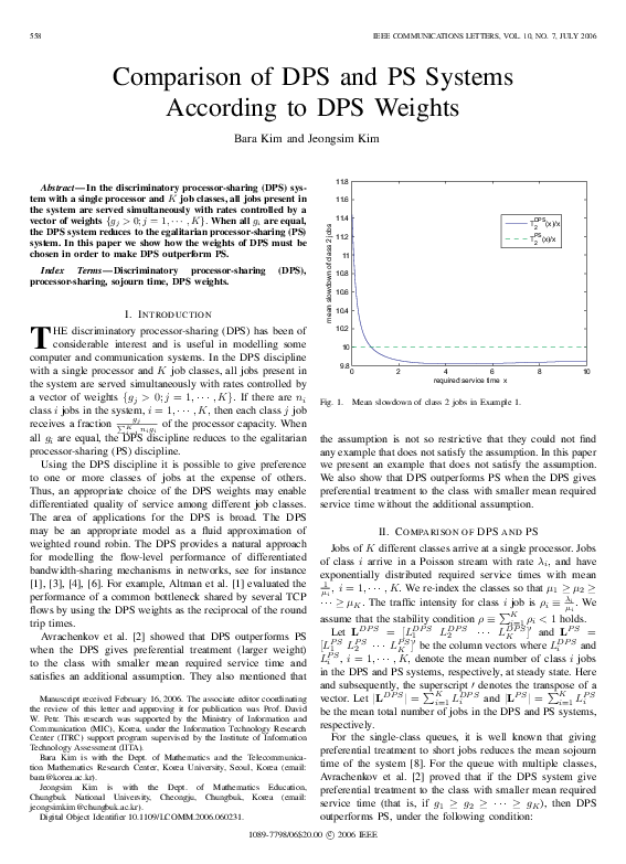 (PDF) Comparison of DPS and PS systems according to DPS weights