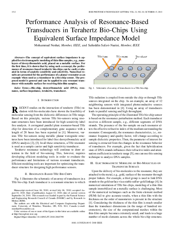(PDF) Performance Analysis of Resonance-Based Transducers in Terahertz ...