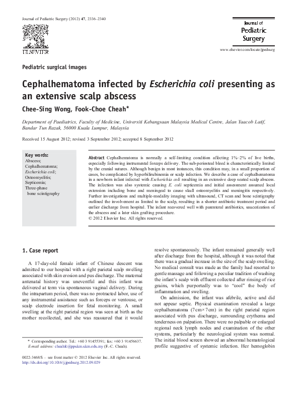 (PDF) Cephalhematoma infected by Escherichia coli presenting as an ...
