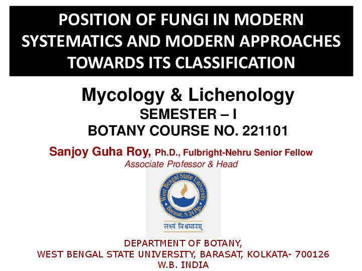 (PDF) POSITION OF FUNGI IN MODERN SYSTEMATICS AND MODERN APPROACHES ...