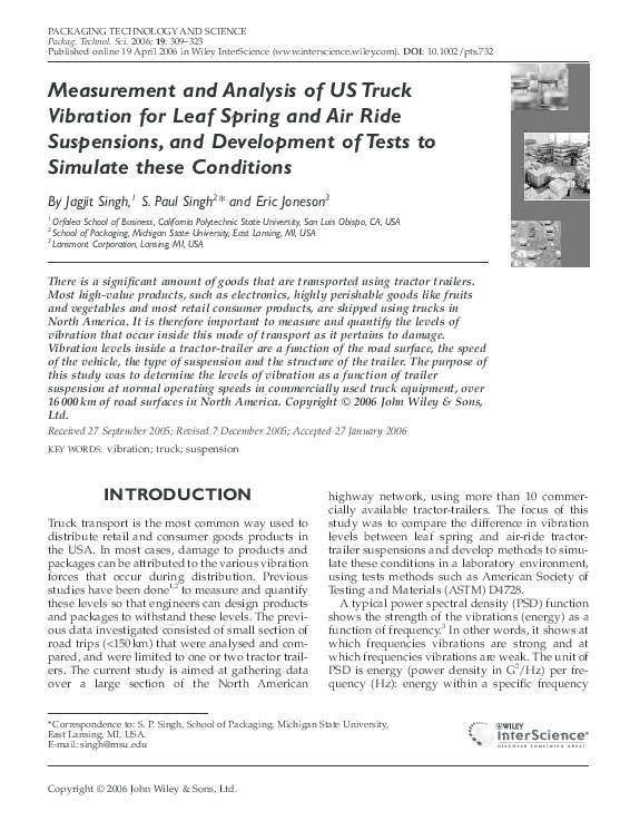 (PDF) Measurement and analysis of US truck vibration for leaf spring ...