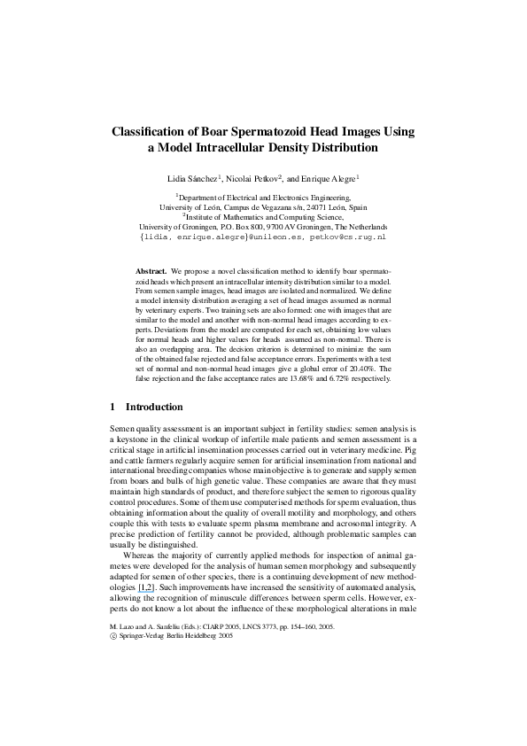 (PDF) Classification of Boar Spermatozoid Head Images Using a Model Intracellular Density ...